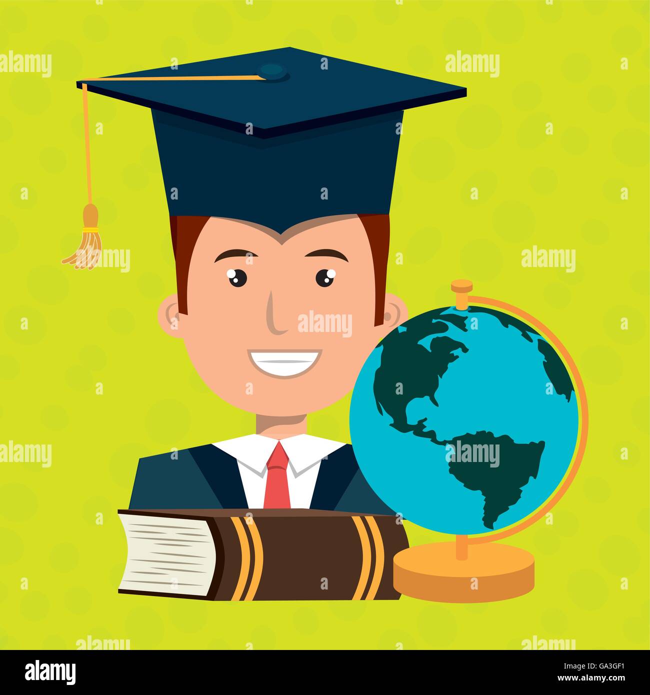graduate student with book and planet isolated icon design Stock Vector ...