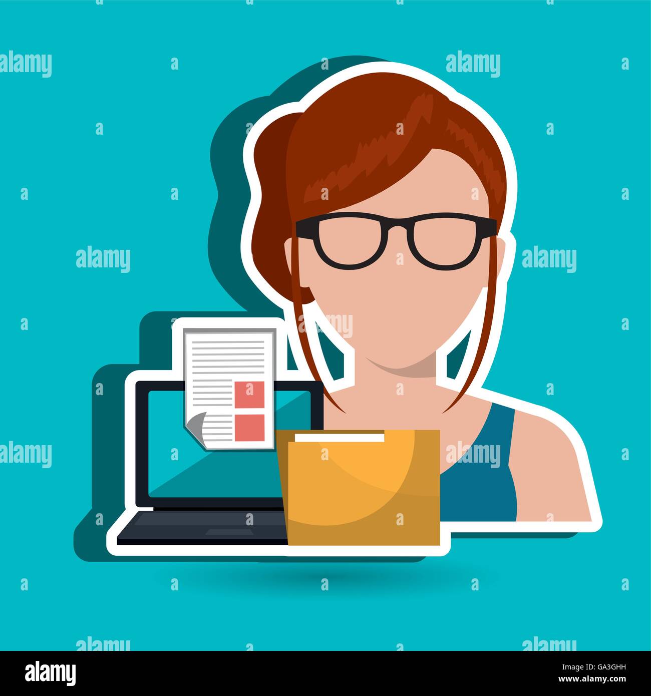 Businesswoman filing Stock Vector Images - Alamy