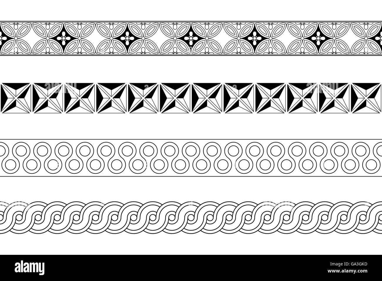 Seamless meander pattern strips vector illustration Stock Vector Image ...