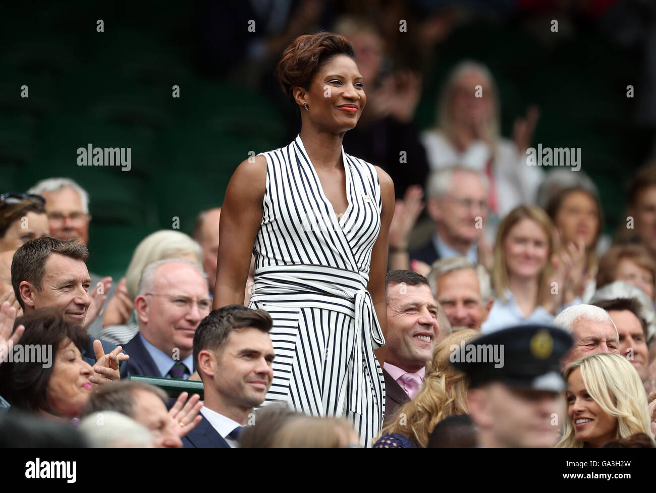 Denise Lewis in the royal box on day Six of the Wimbledon Championships ...