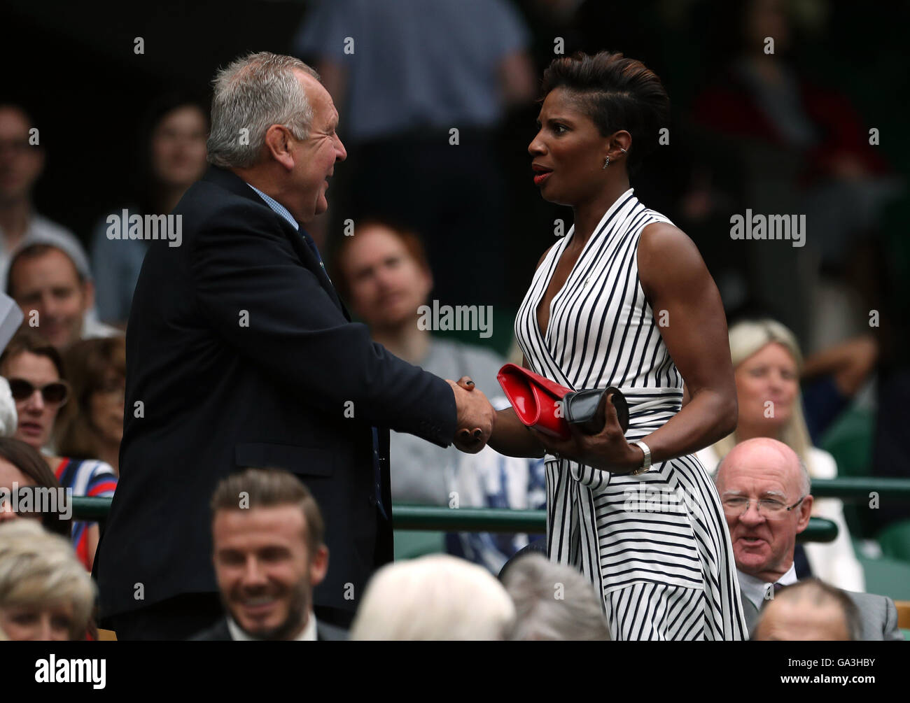 Bill Beaumont and Denise Lewis on day six of the Wimbledon ...
