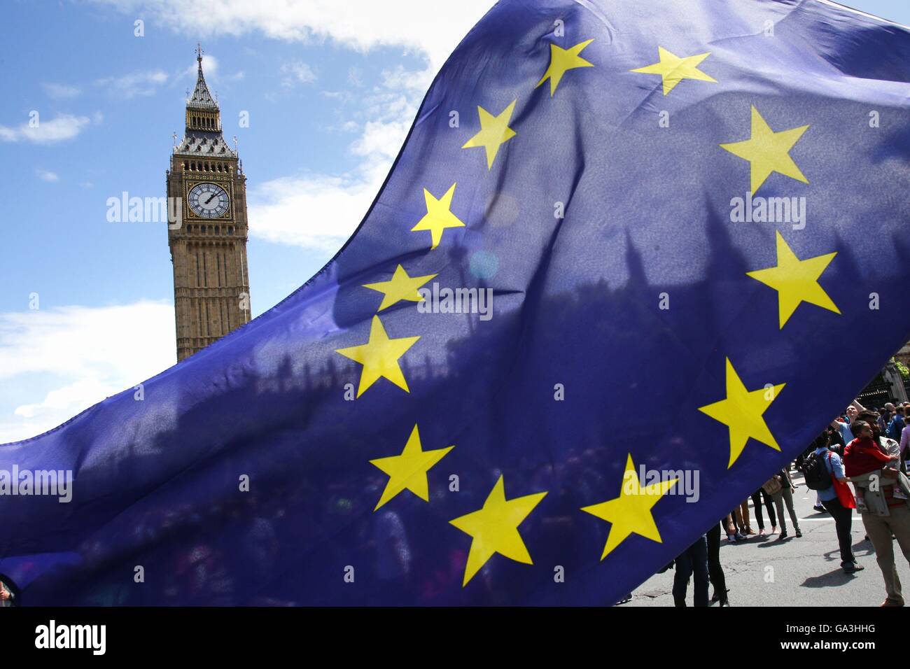 A European Union flag in front of Big Ben, as Remain supporters ...