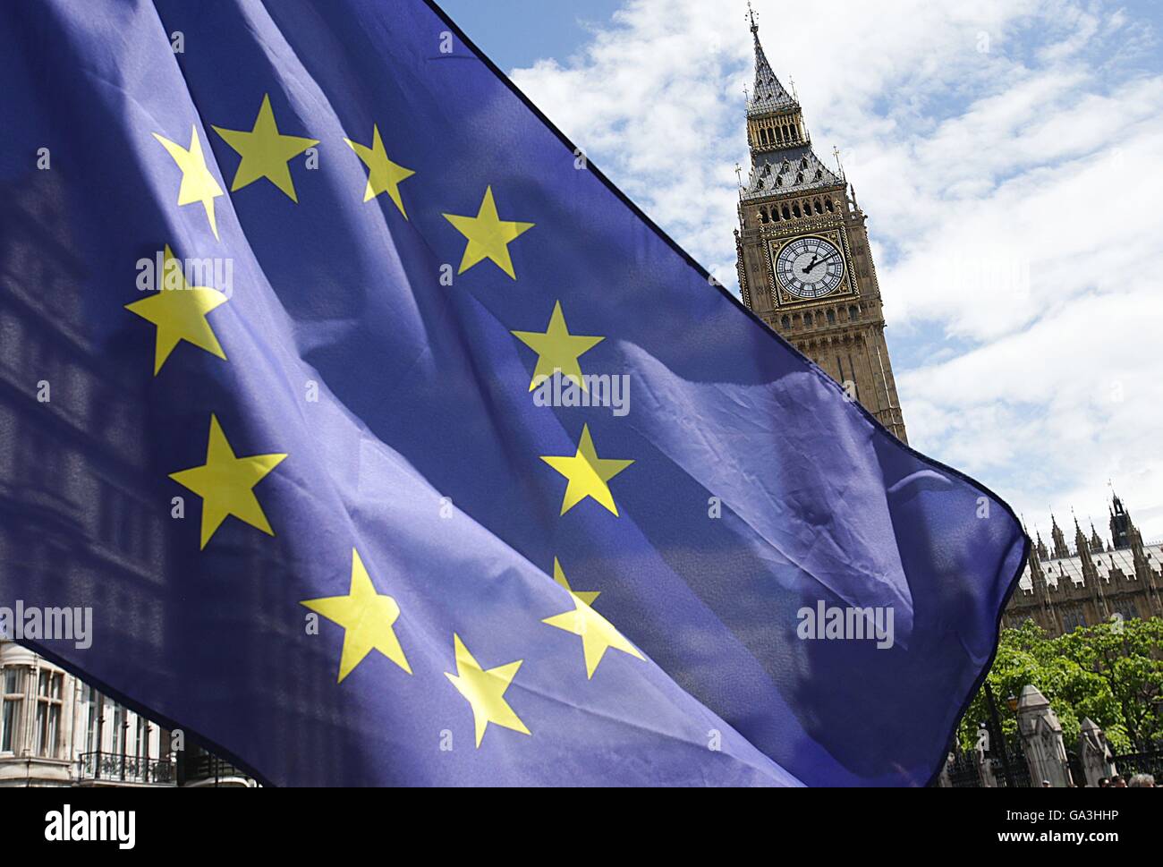 A European Union flag in front of Big Ben, as Remain supporters ...
