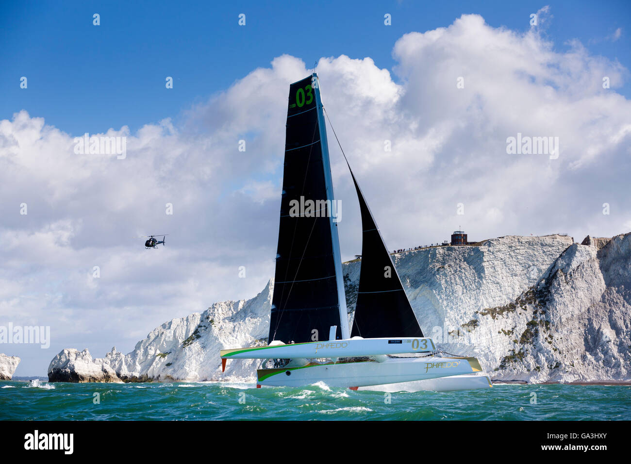 The MOD70 trimaran, Phaedo 3, passes The Needles before breaking Sir ...