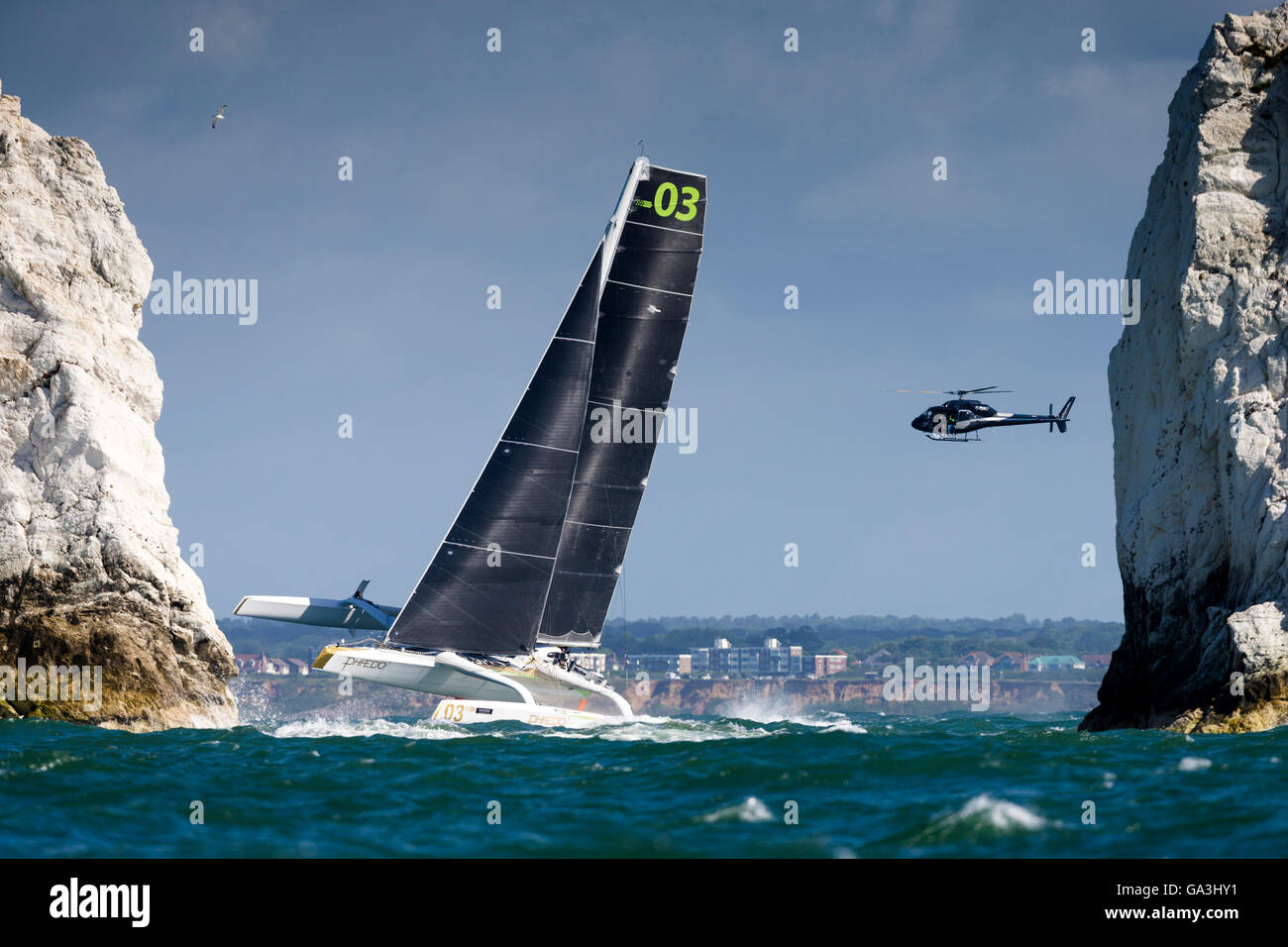 The MOD70 trimaran, Phaedo 3, passes The Needles before breaking Sir ...