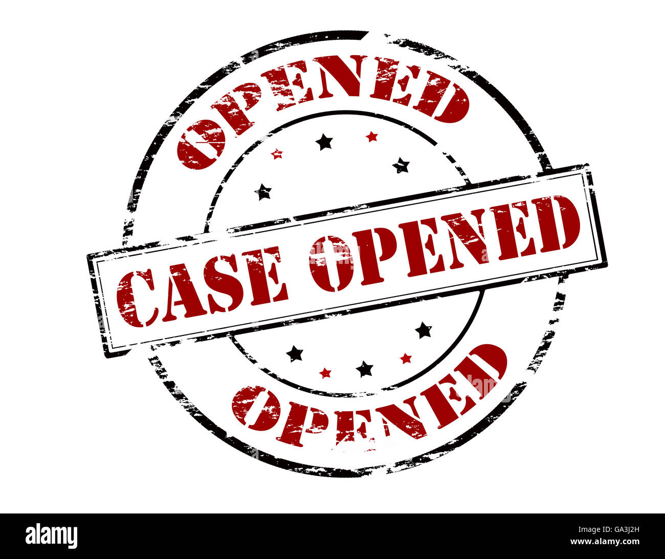 Rubber stamp with text case opened inside, vector illustration Stock ...