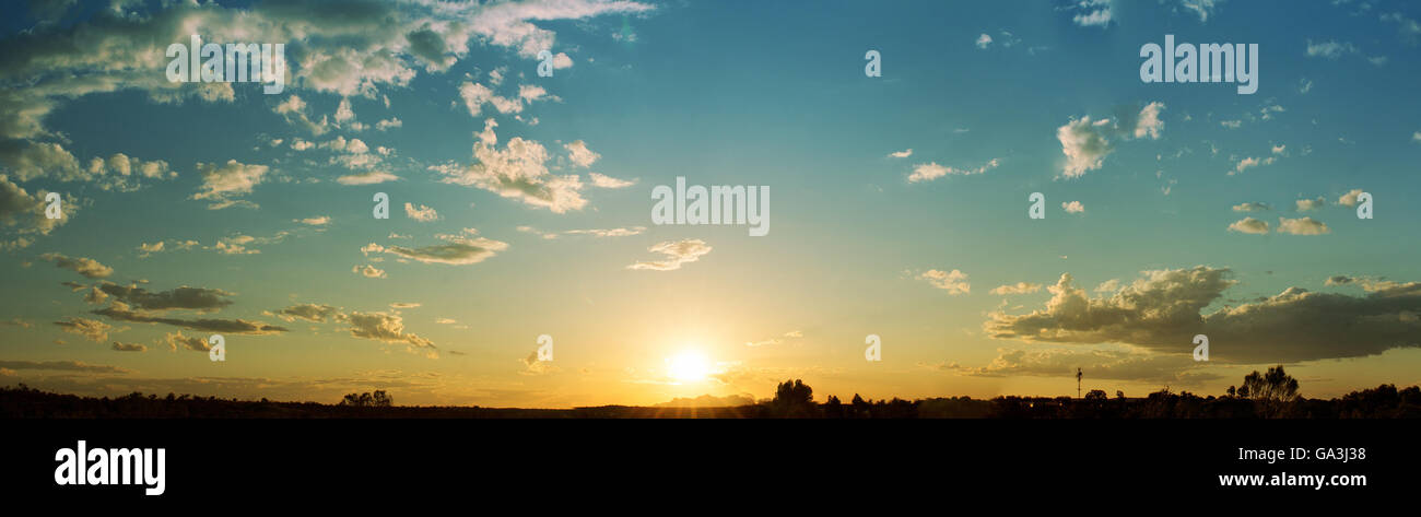 Sunset Horizon, Dusk in Australia Near The Uluru and The Olgas Stock ...