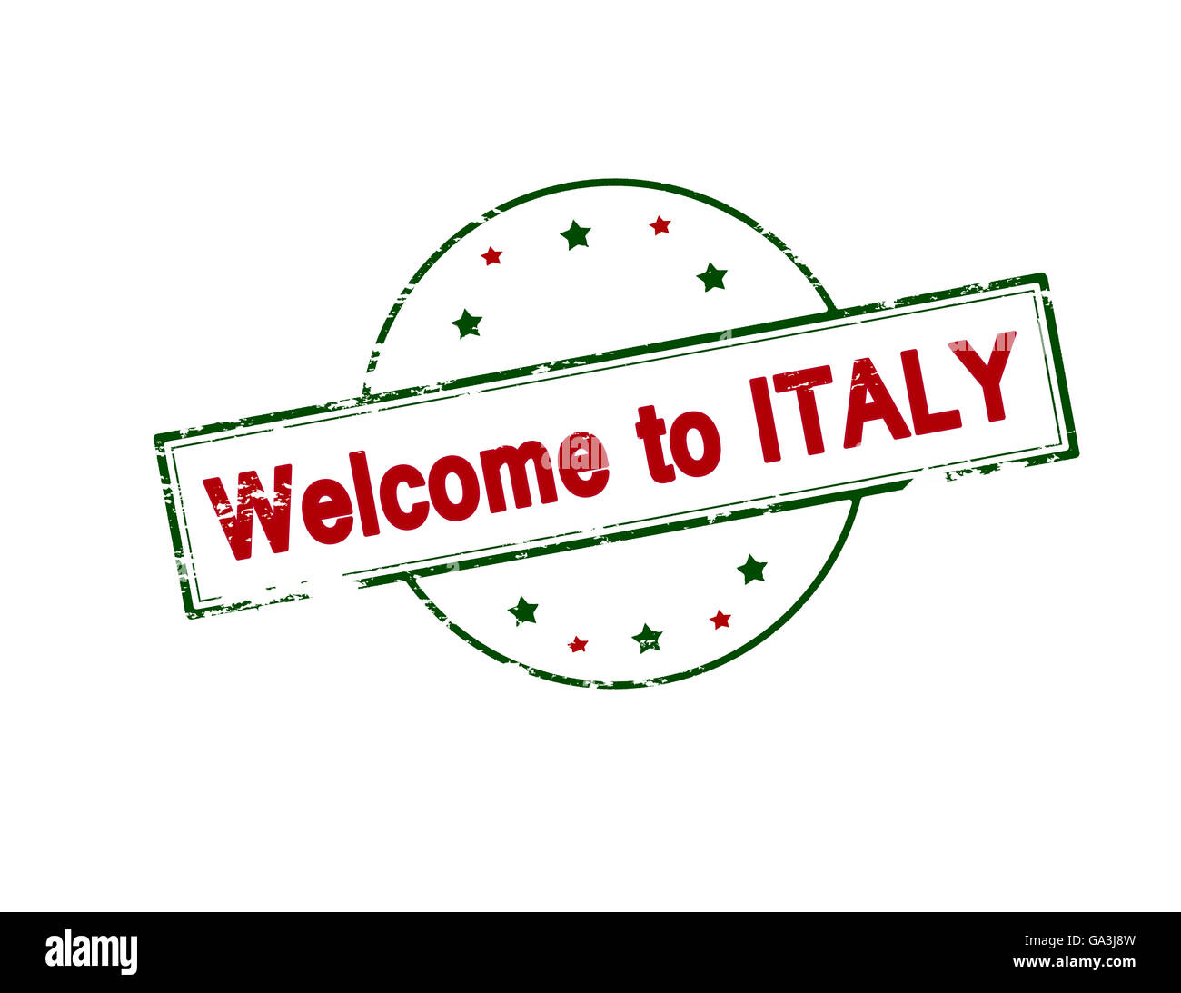Rubber stamp with text welcome to Italy inside, vector illustration ...