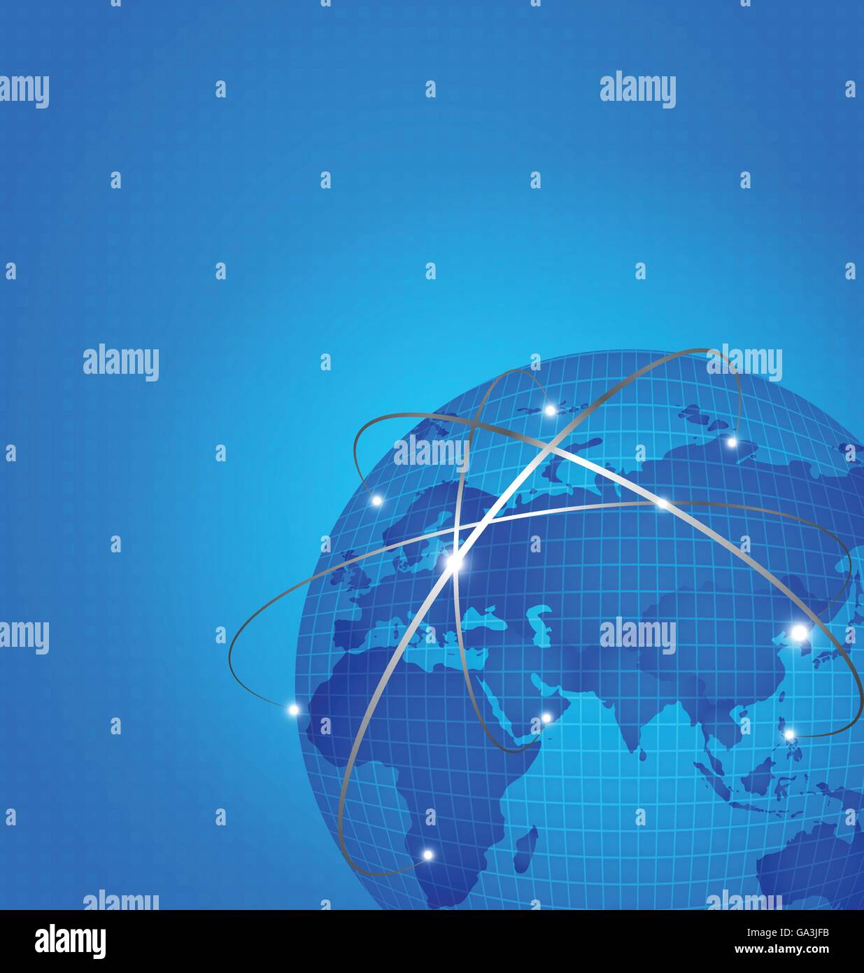 Global technology network with dot digital world map, vector ...