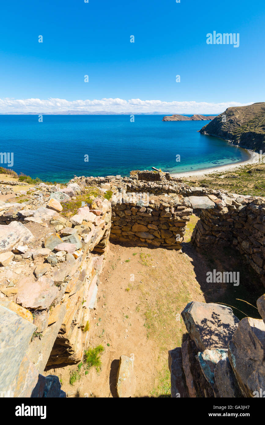 Ancient Inca labyrinth like settlement, called Chinkana, with scenic ...