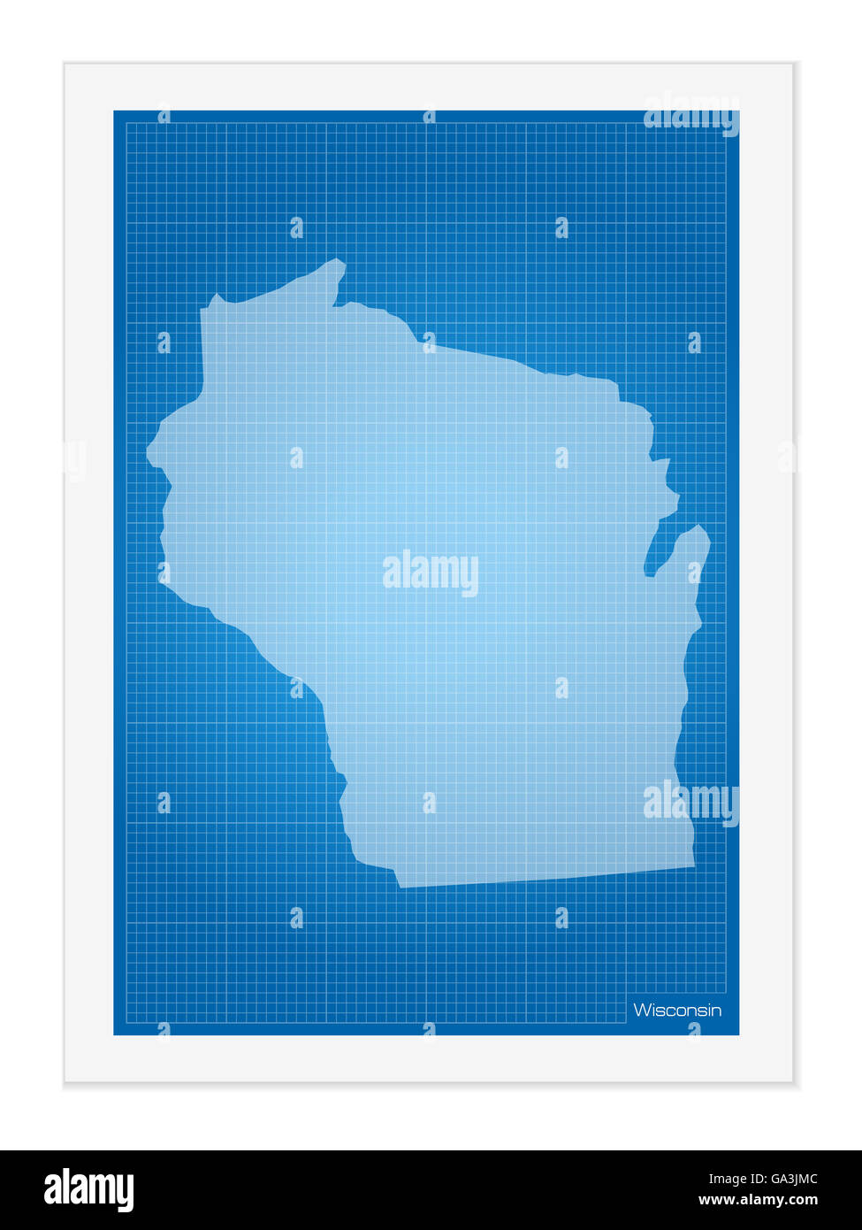 Wisconsin on blueprint on a white background Stock Photo - Alamy