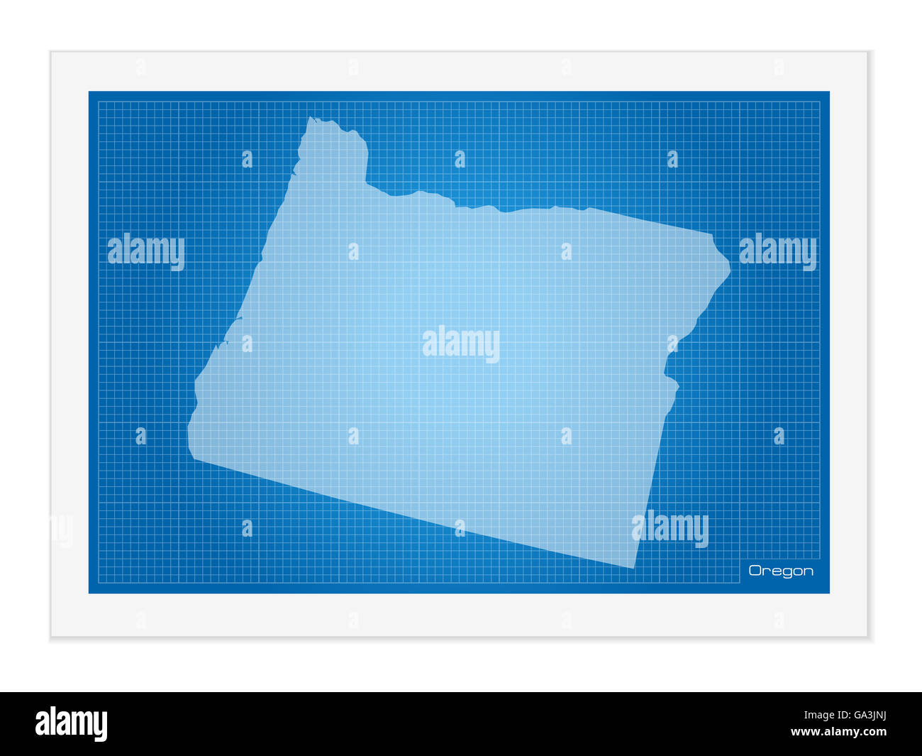 Oregon on blueprint on a white background Stock Photo - Alamy