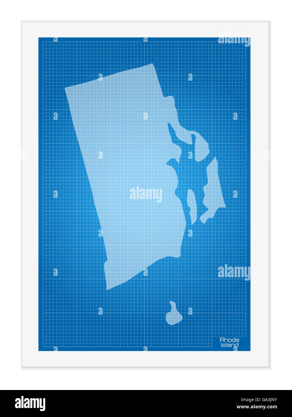 Rhode Island on blueprint on a white background Stock Photo - Alamy