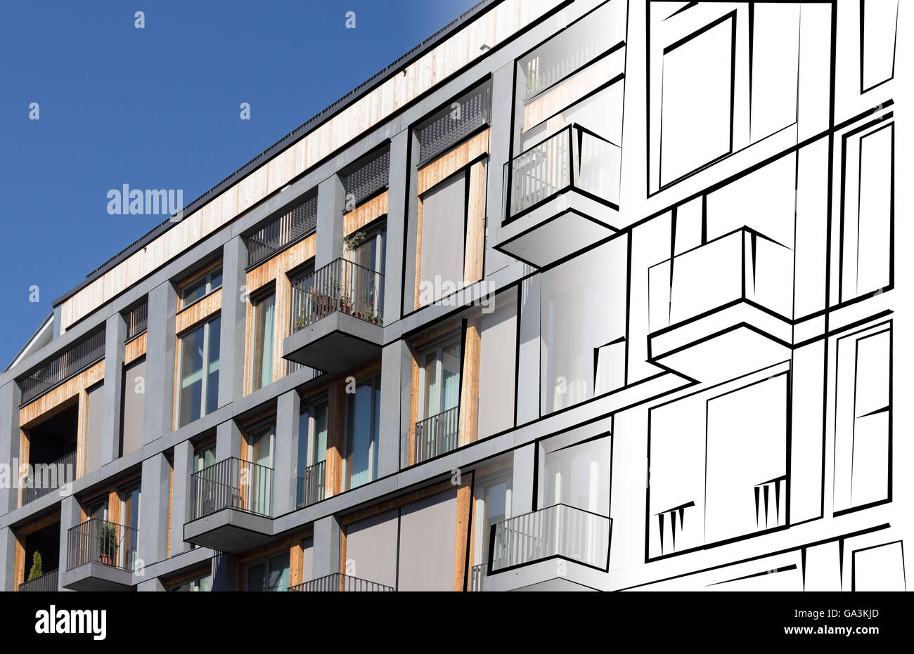 modern building facade illustration - real estate concept Stock Photo ...