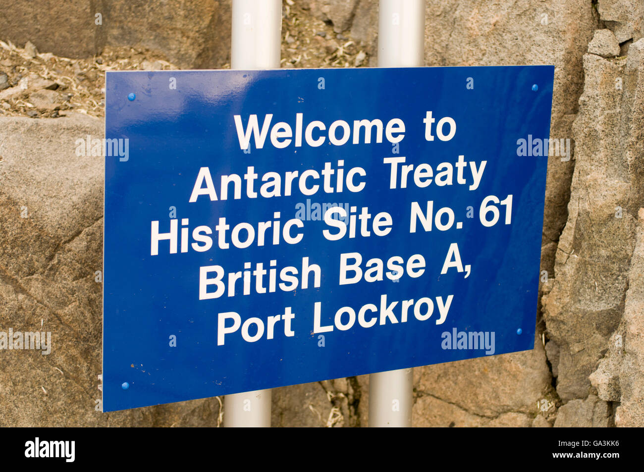 Welcome sign, British base, Port Lockroy, Antarctic Peninsula ...