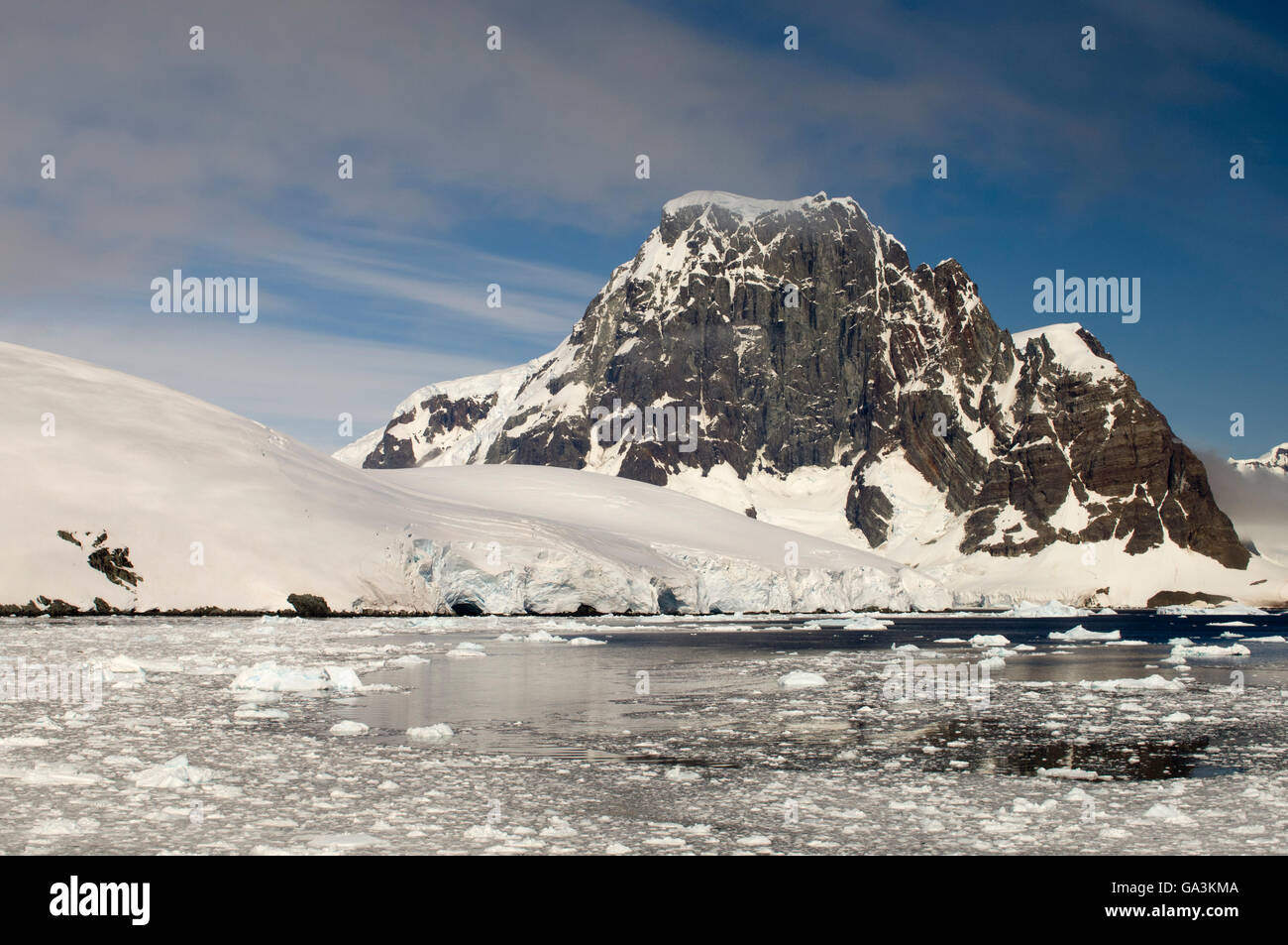 Snow-covered rock, Lemaire Channel, Antarctic Peninsula, Antarctica ...