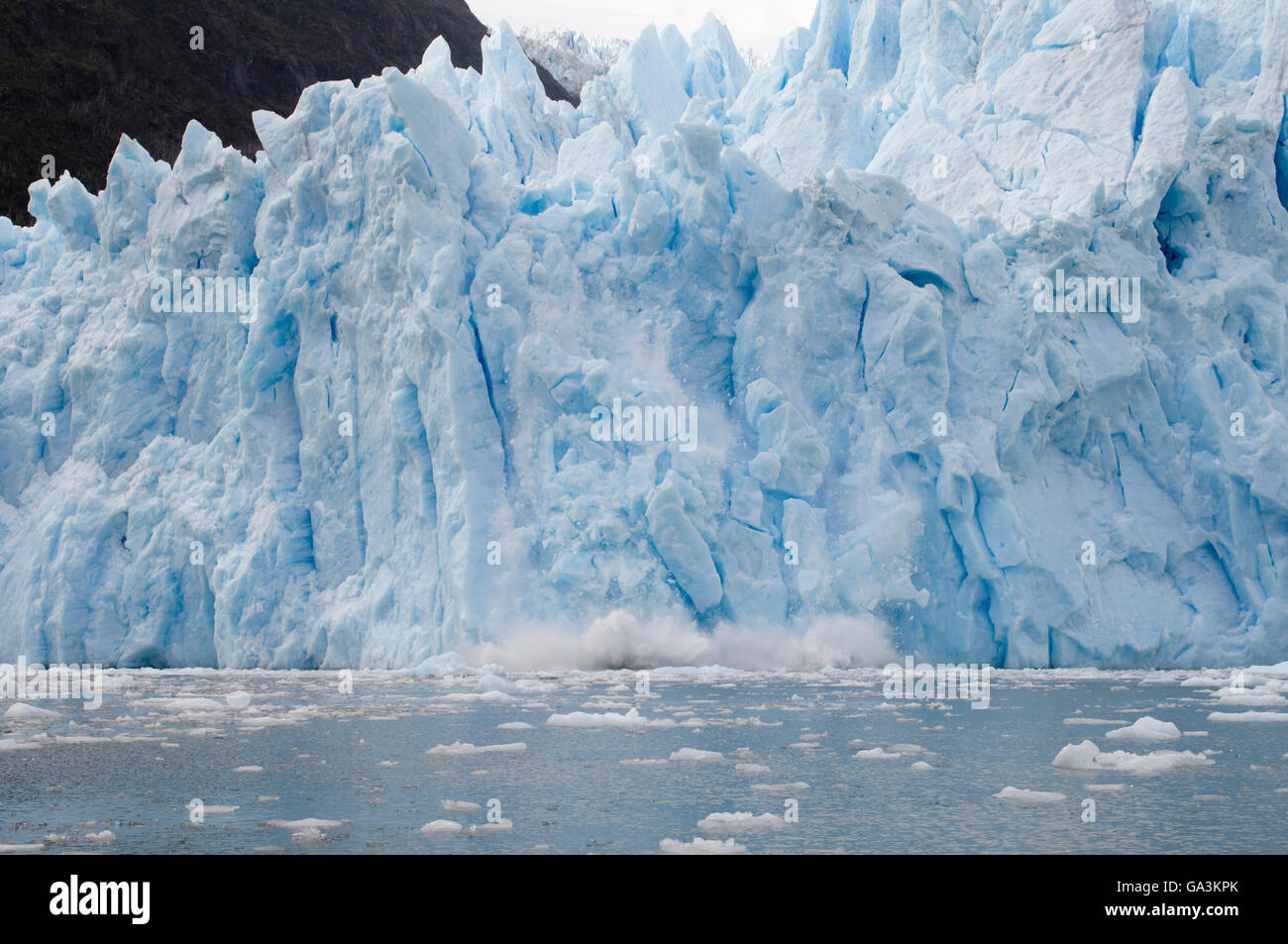 Ice falling off Garibaldi Glacier, Darwin National Park, Tierra del ...