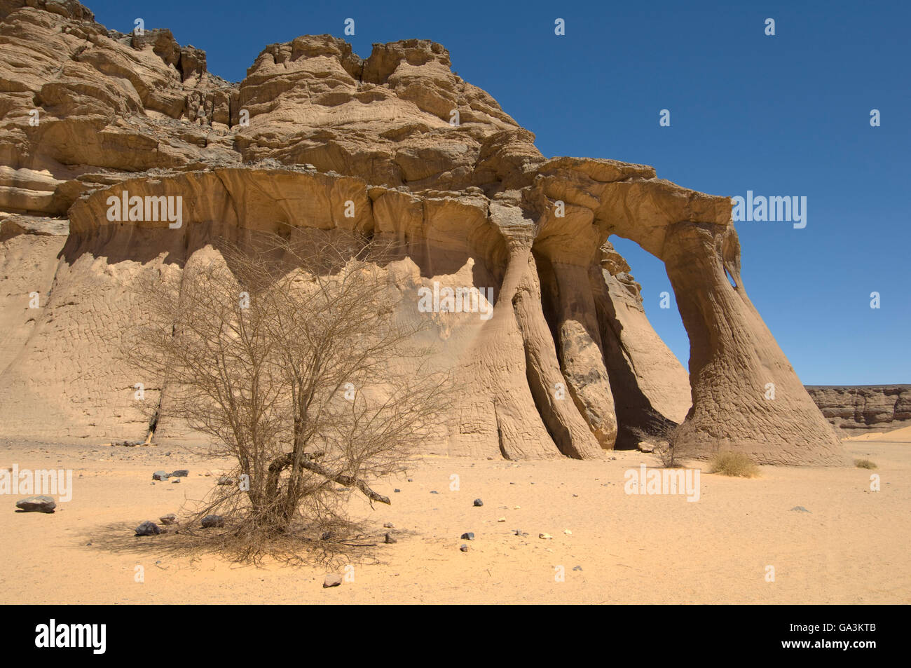 Tin Ghalega rock formation, Red Rhino Arch, Wadi Teshuinat, Akakus ...