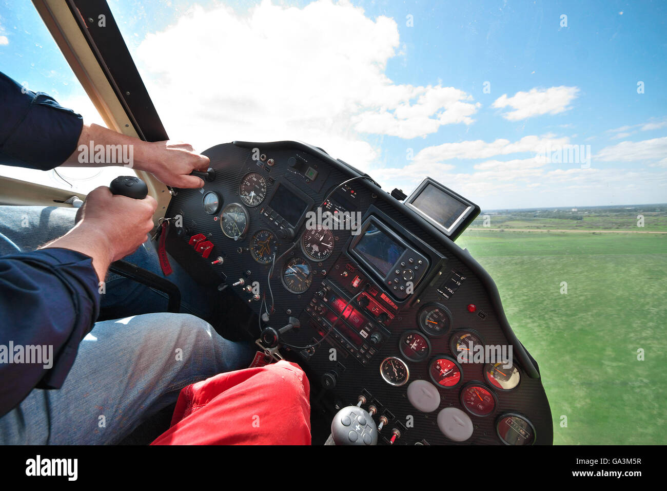 Two pilots flying a small private light plane Stock Photo - Alamy