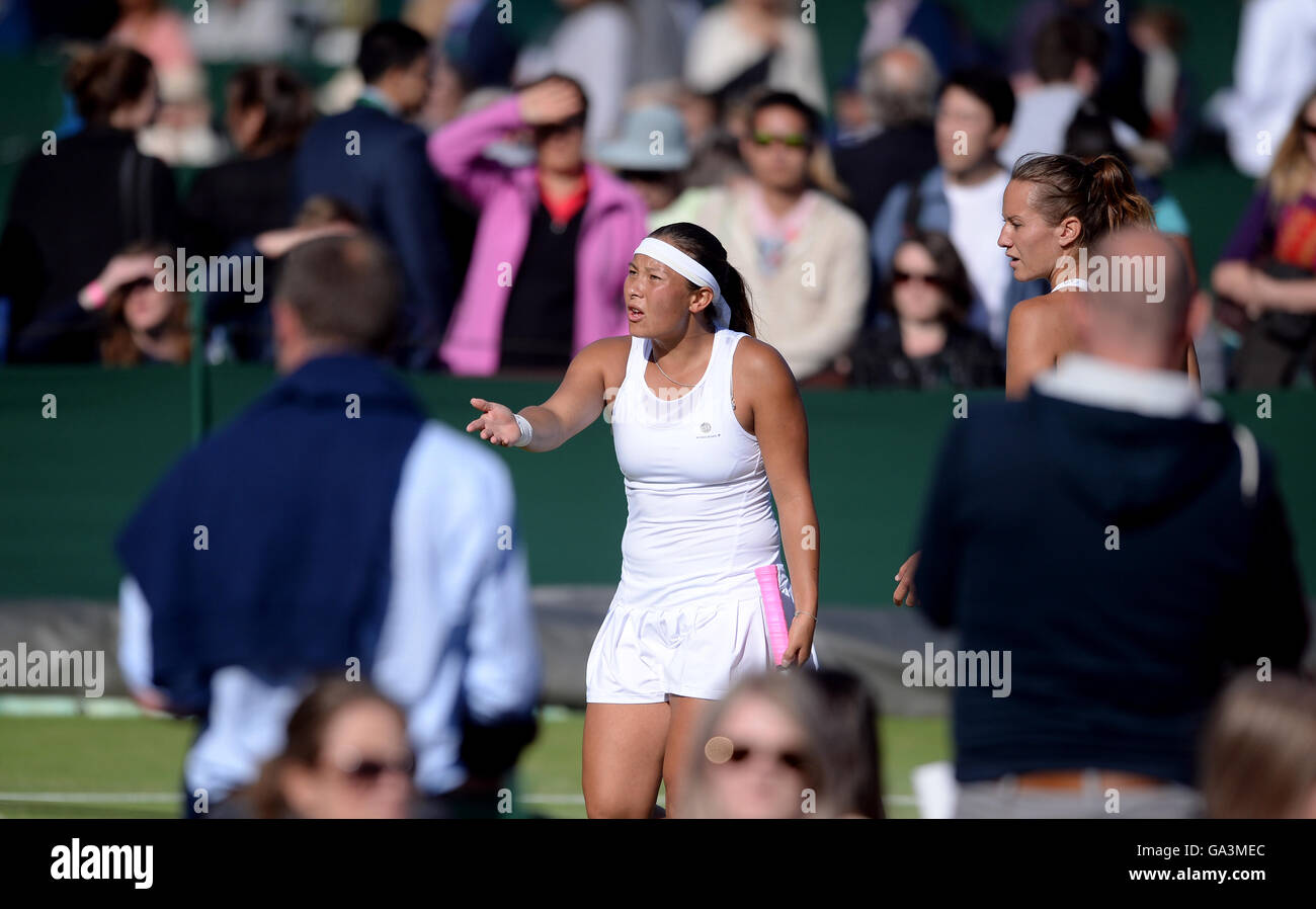 Tara Moore during her doubles match with partner Conny Perrin on day ...