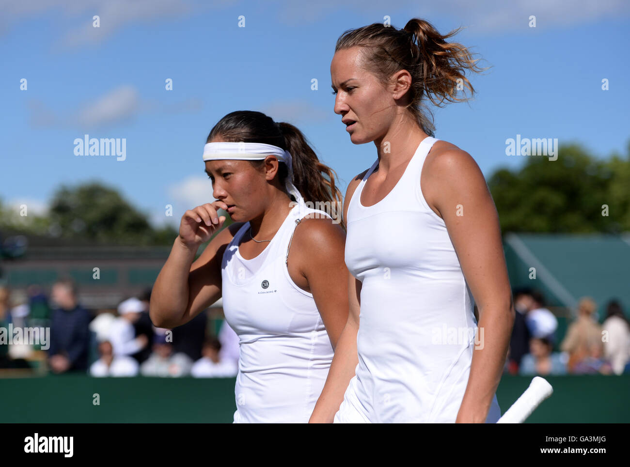 Tara Moore during her doubles match with partner Conny Perrin (right ...