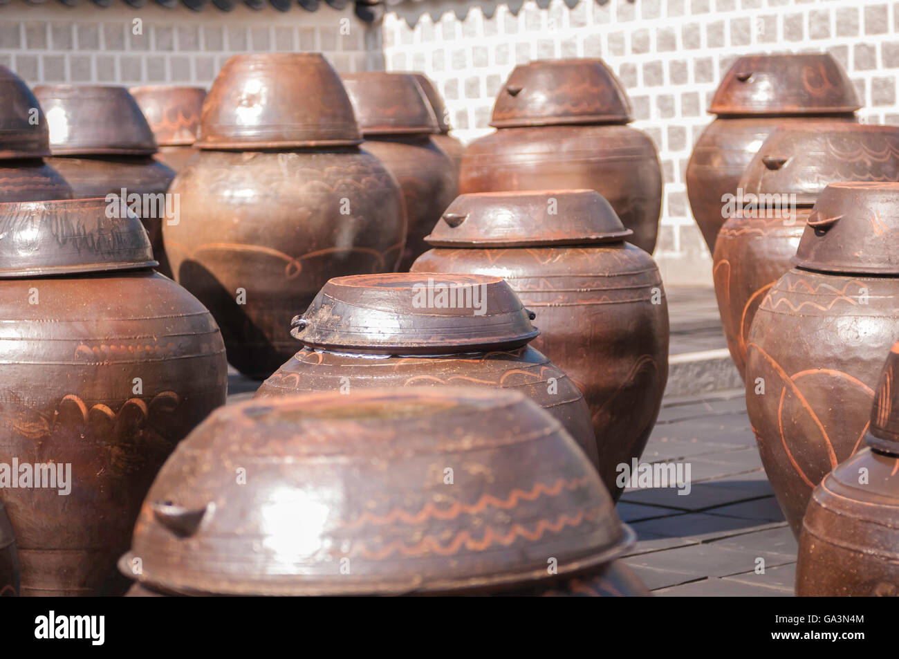 Kimchi jars, Gyeongbokgung palace, Seoul, South Korea Stock Photo - Alamy