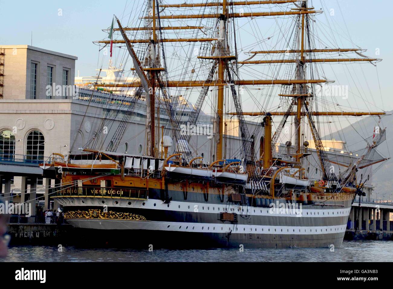 Naples, Italy. 01st July, 2016. The Amerigo Vespucci, known as the ...