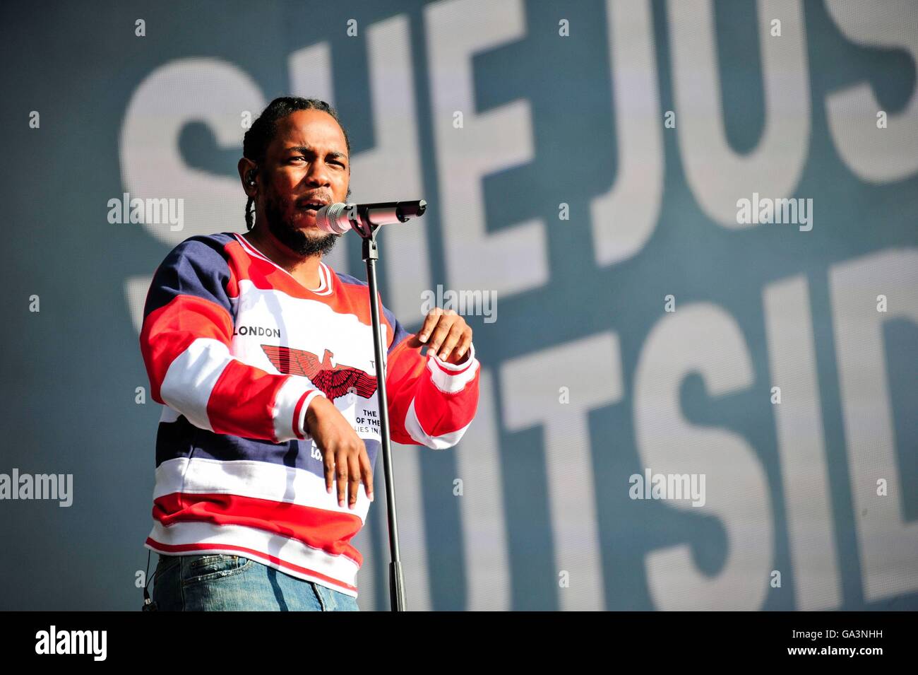 Kendrick Lamar performing at the British Summer Time festival at Hyde ...