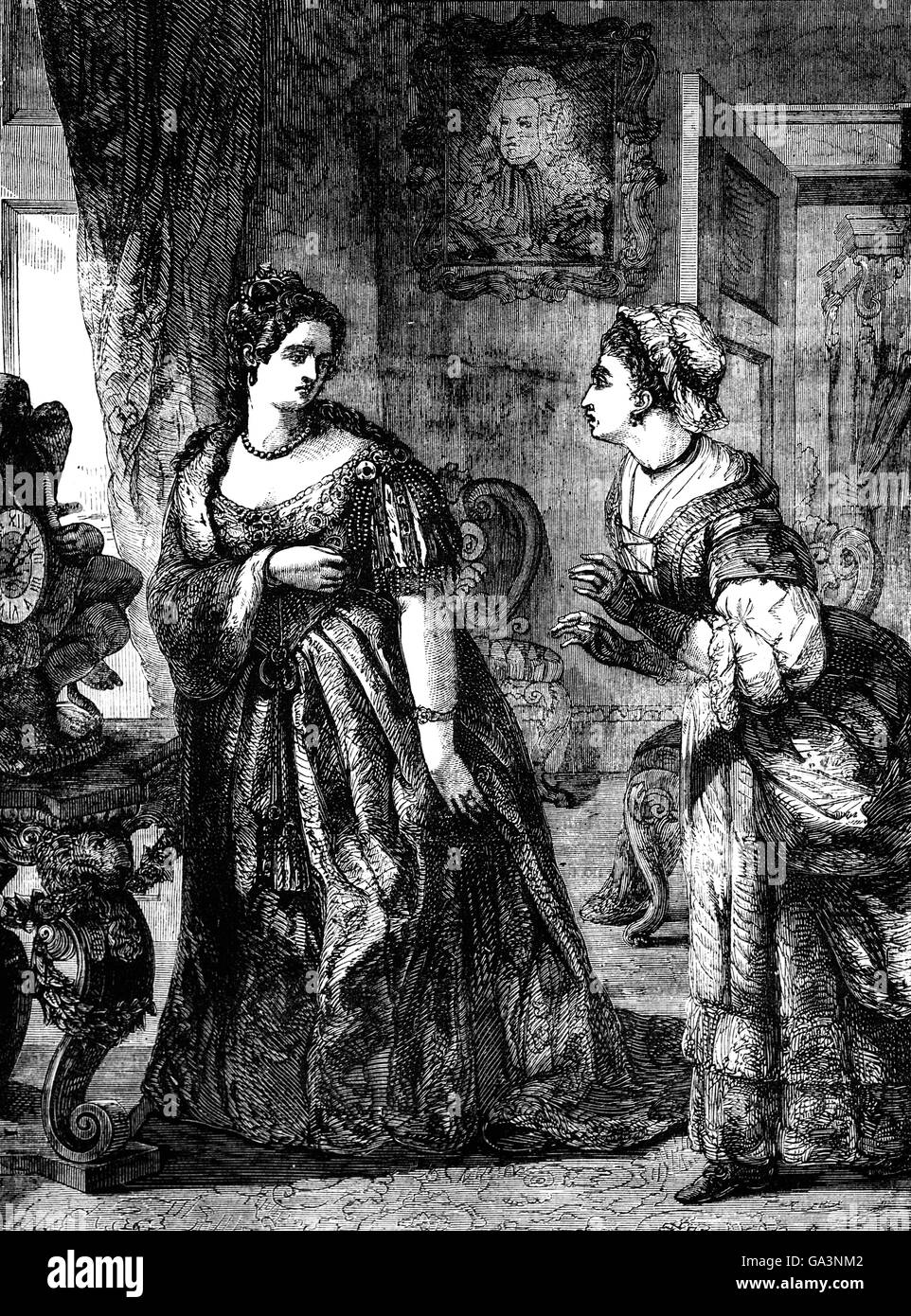 Queen Anne with Mrs Danvers, a bedchamber woman who quarrelled with the ...