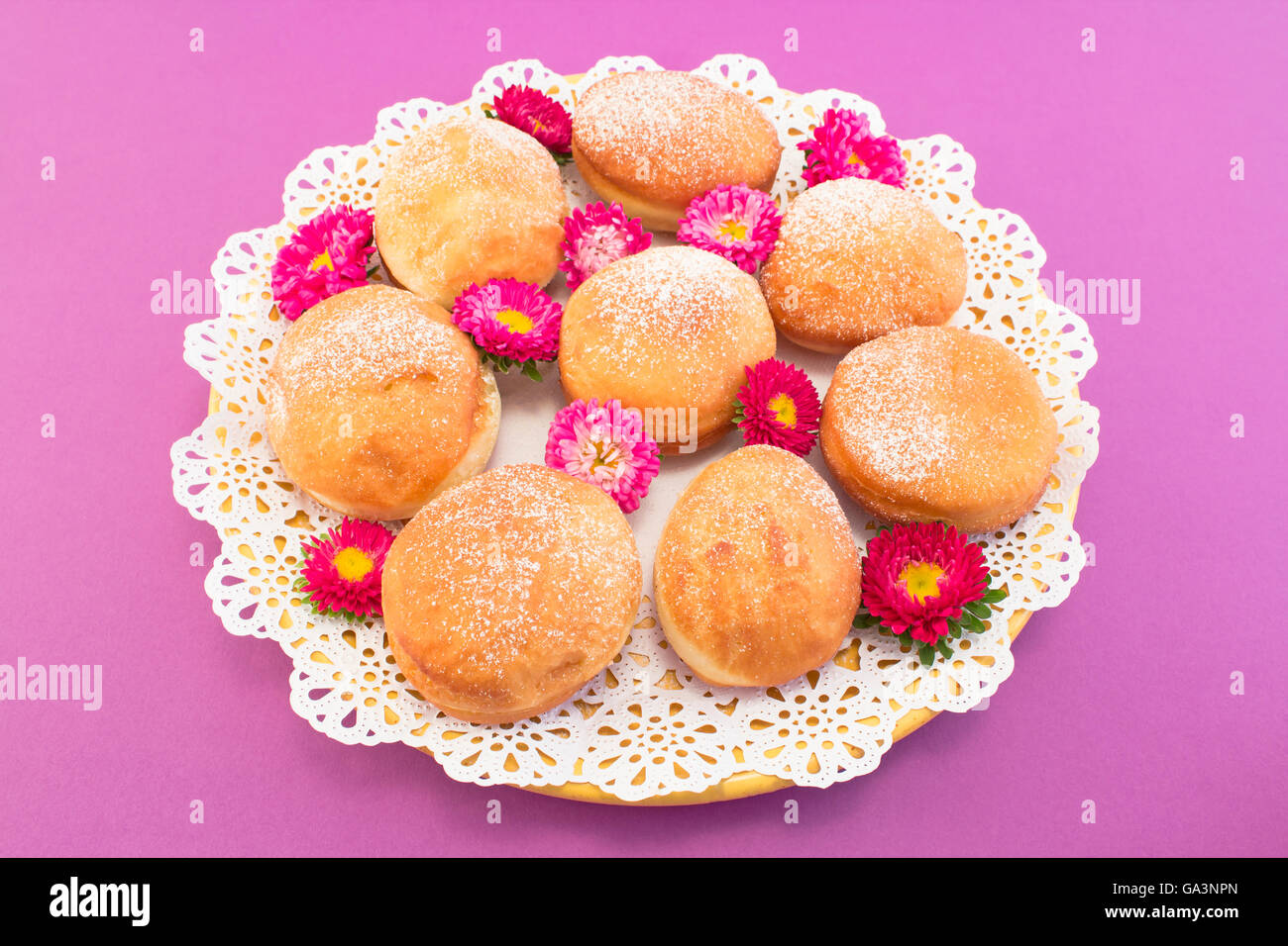 Homemade Donuts Decorated with Flowers Stock Photo - Alamy