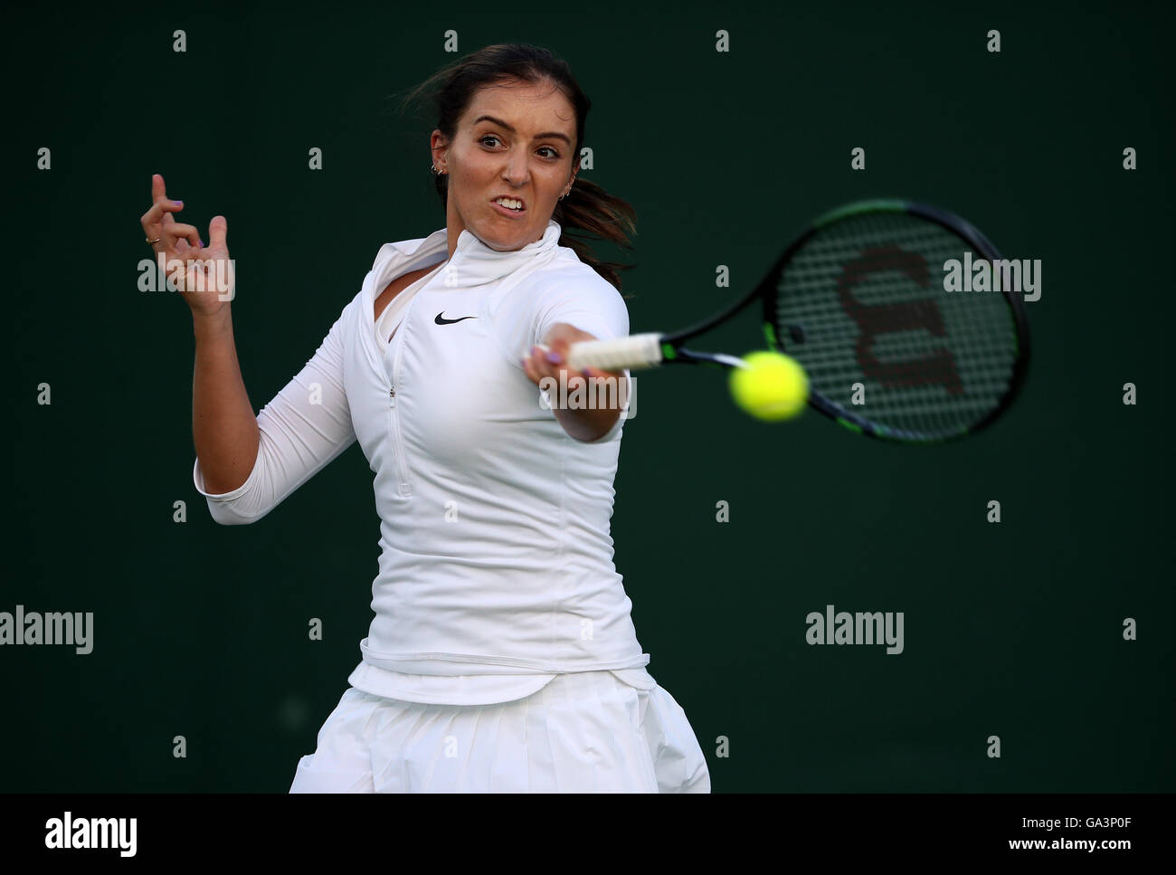 Laura Robson in action during her doubles match on day Six of the ...
