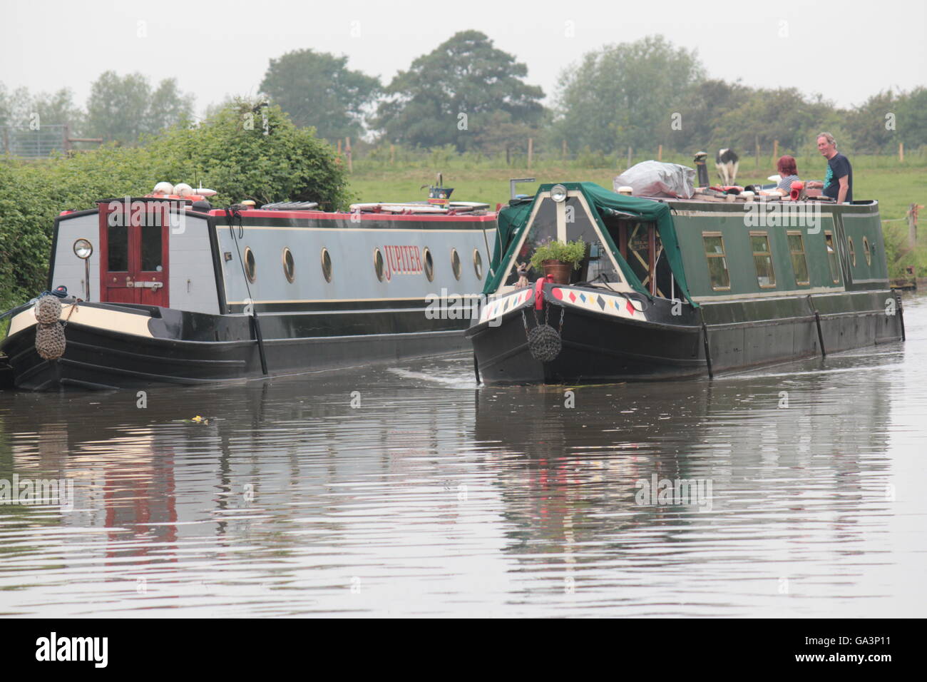 Barge or narrow boat on the canal Stock Photo - Alamy