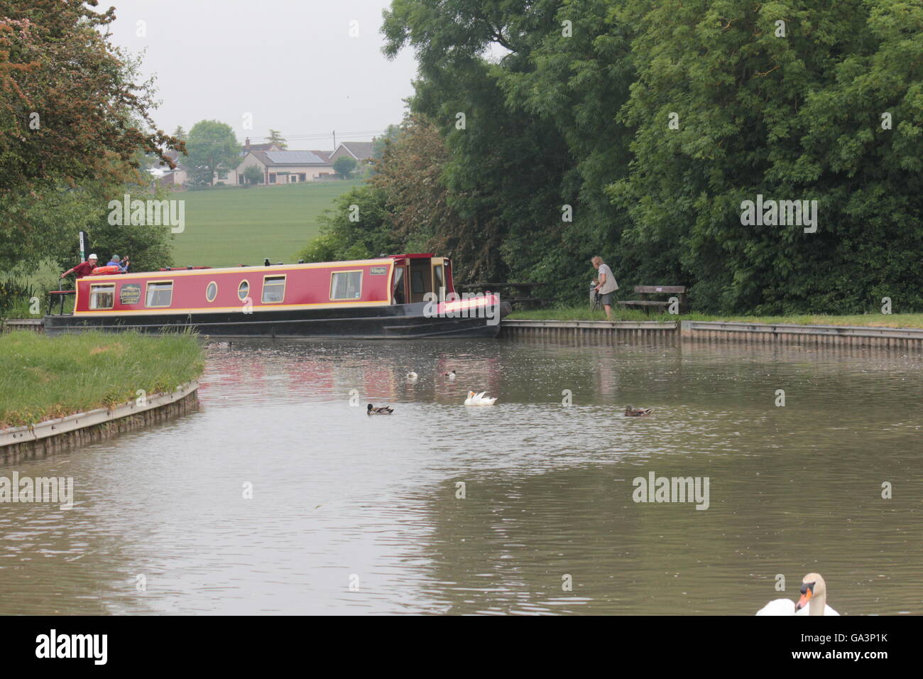 Barge or narrow boat on the canal Stock Photo - Alamy