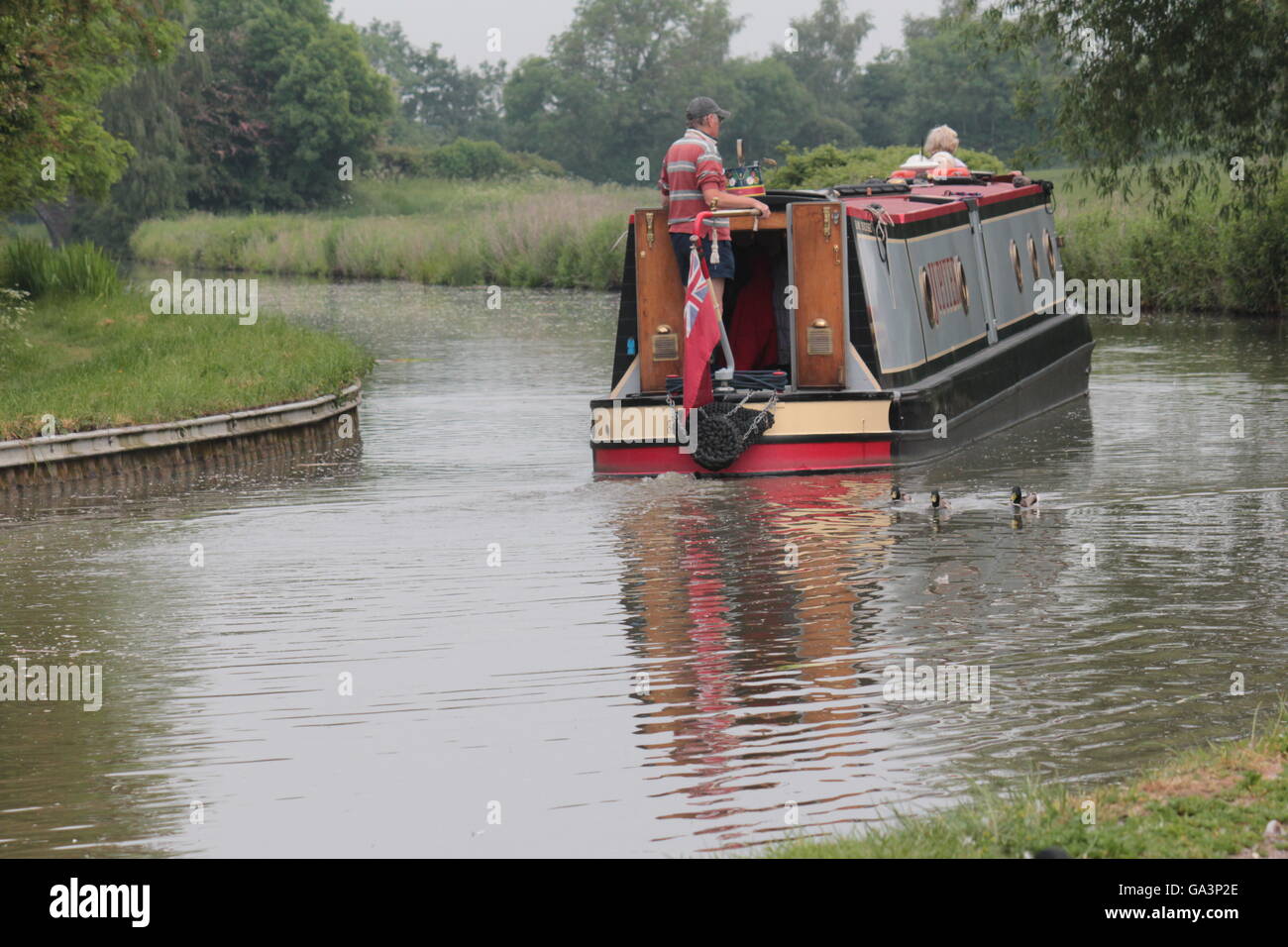 Barge or narrow boat on the canal Stock Photo - Alamy