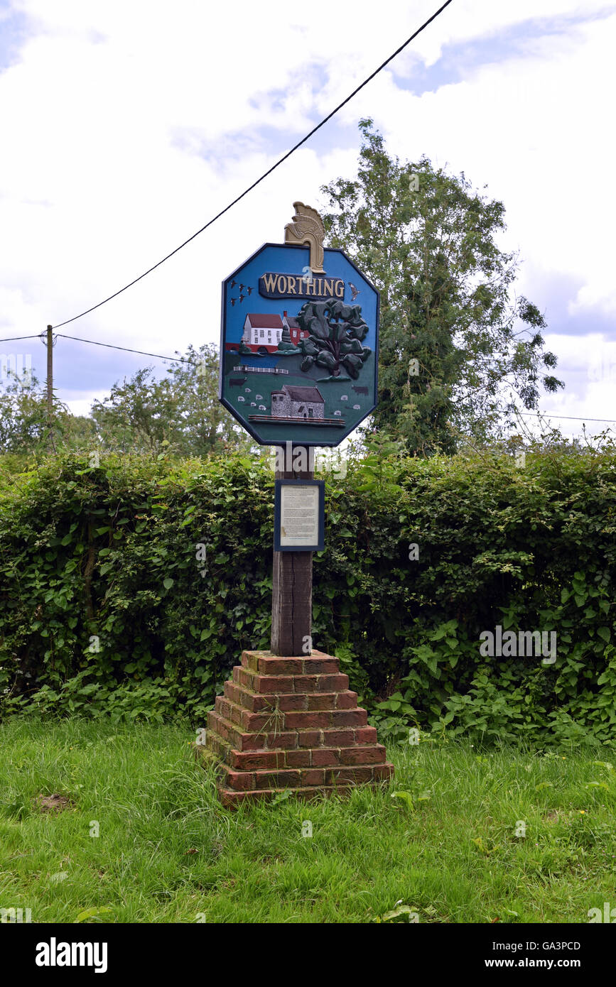 Worthing Village sign in Worthing, Dereham, Norfolk, UK Stock Photo - Alamy