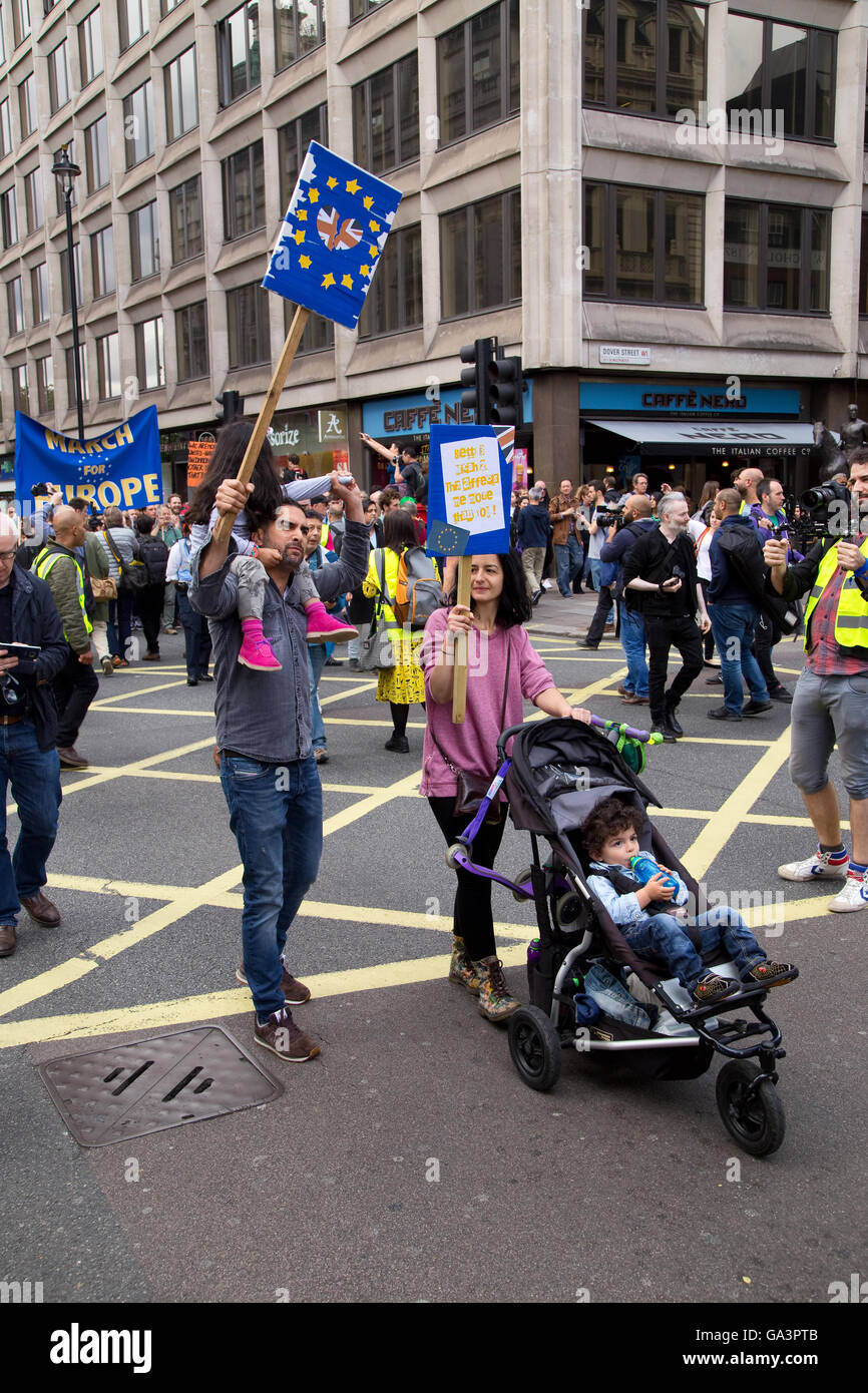 LONDON - July 2nd: Protesters at the march for europe protest on July ...