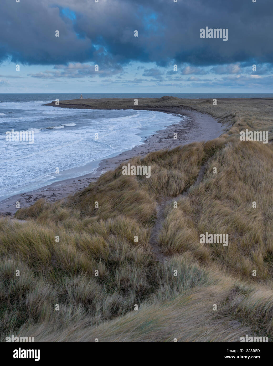 A view towards Emmanuel Point on Holy Island, Northumberland, England ...