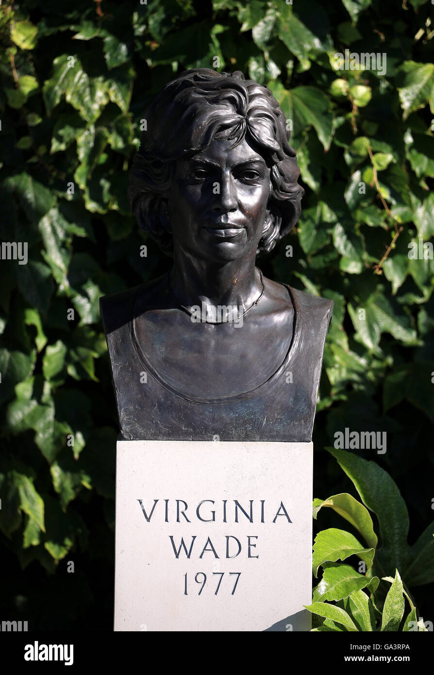 A Statue of former player Virginia Wade outside centre court on day ...