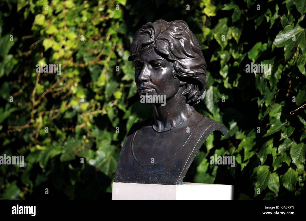 A Statue of former player Virginia Wade outside centre court on day ...