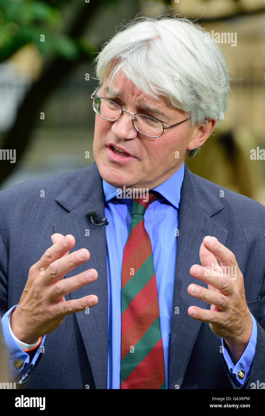 Andrew Mitchell MP (Conservative: Sutton Coldfield) giving a TV ...