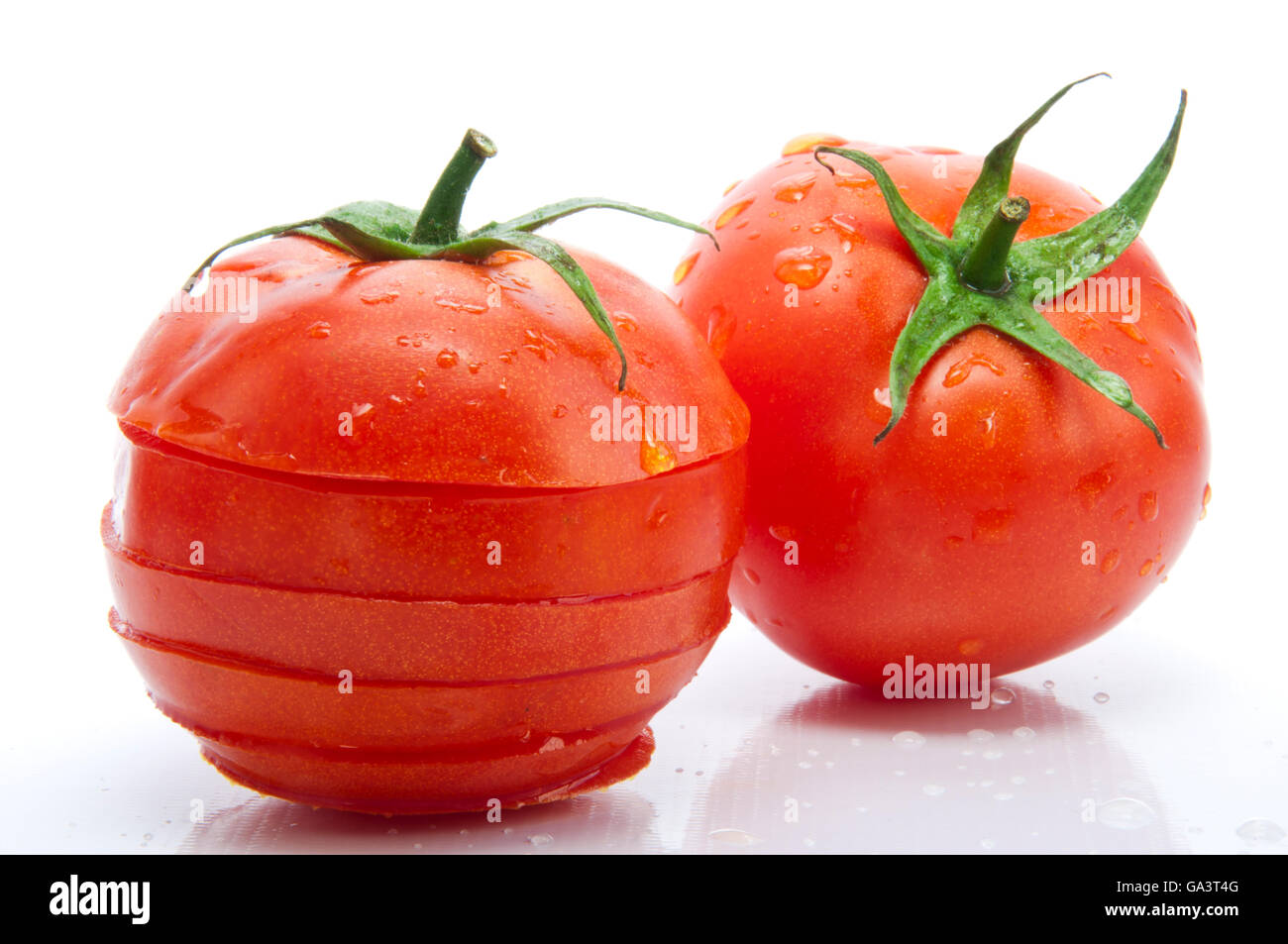 Fresh Red Tomato Fruit Full and Sliced Isolated on White Background ...