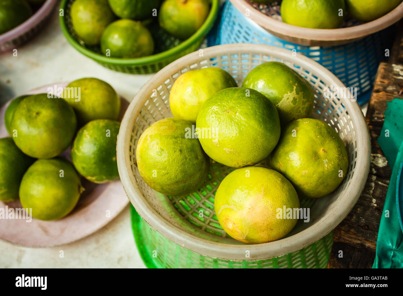 Lemons in local market in Thai Stock Photo - Alamy