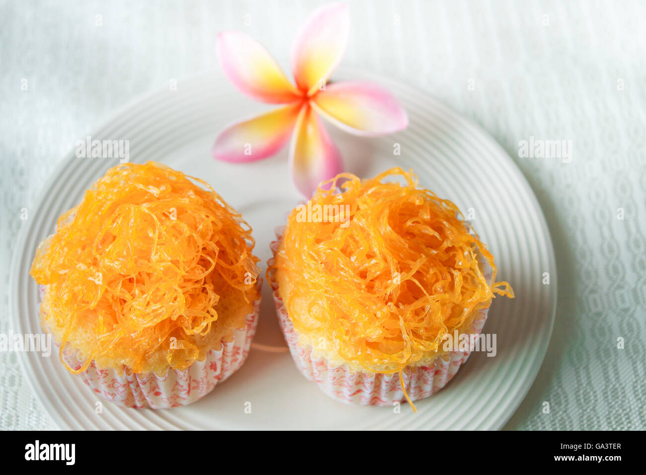 Foi thong cake, thai dessert Stock Photo - Alamy