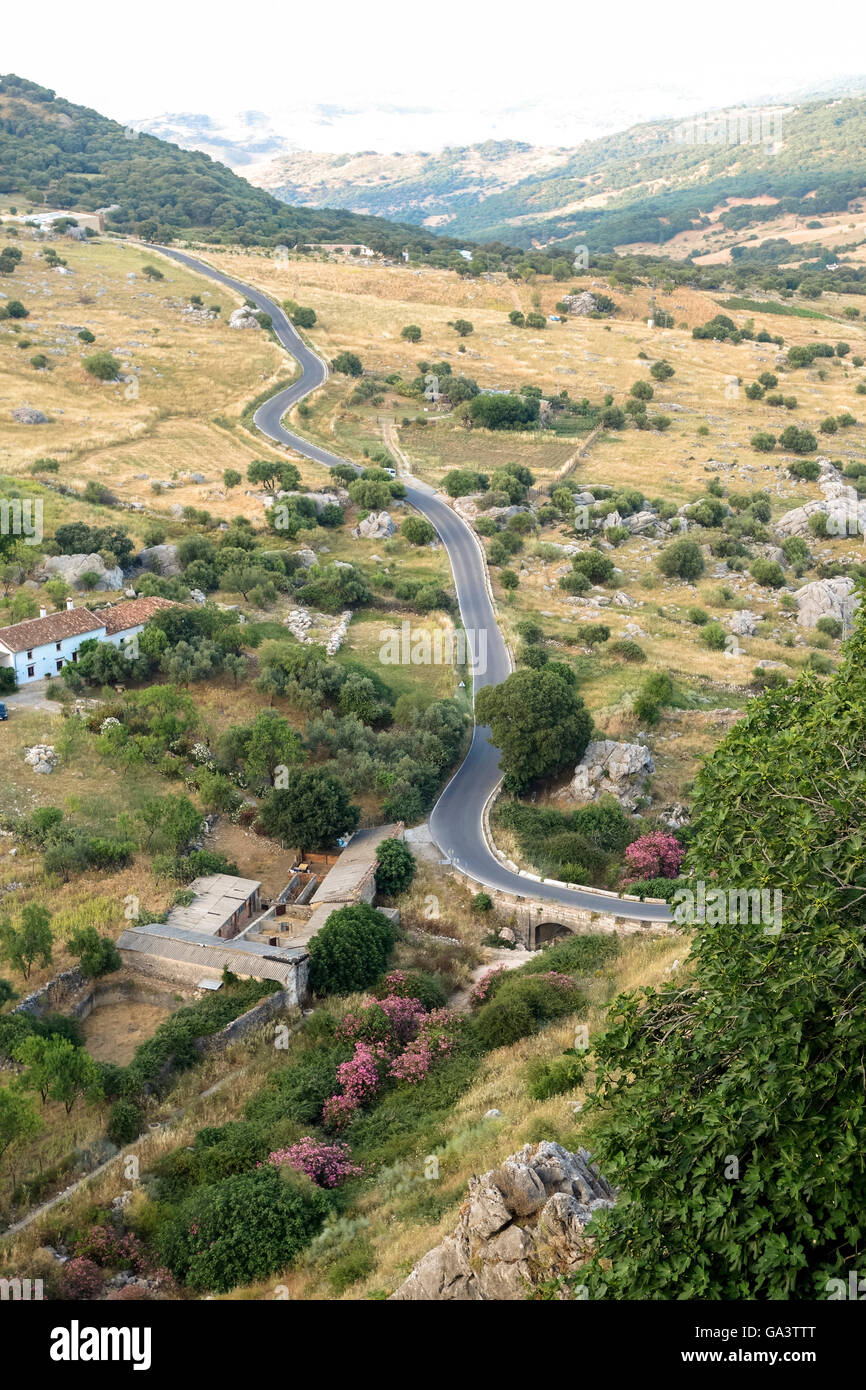 Road through Andalusian countryside, Grazalema, Andalusia, Spain Stock ...