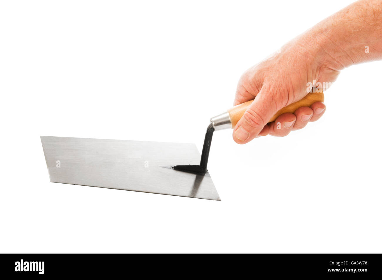 Builder Hand With Trowel Isolated on White Background Stock Photo - Alamy