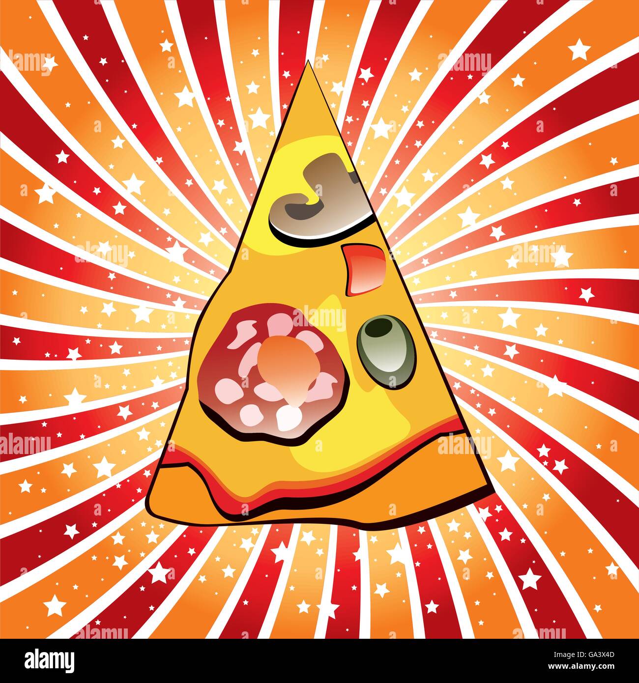 vector italian pizza slice on retro background Stock Vector Image & Art ...