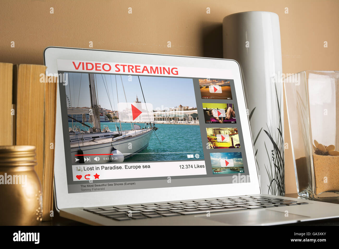 Desktop computer streaming video in the home Stock Photo - Alamy