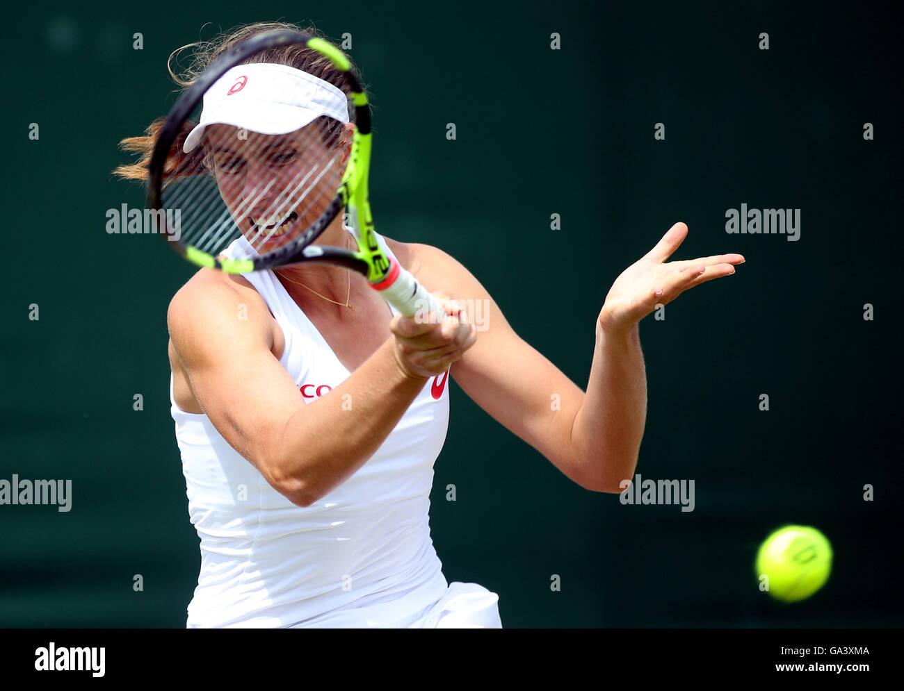 Johanna Konta in action during her doubles match with Maria Sanchez on ...