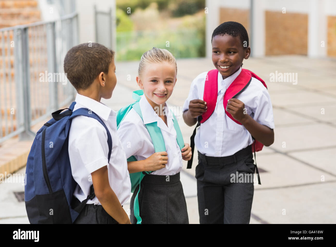 School kids standing in school terrace Stock Photo - Alamy