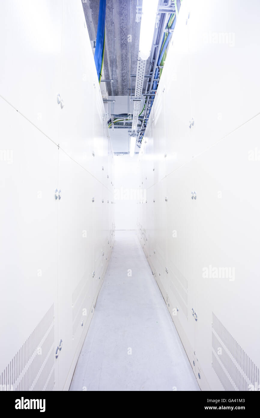 in the basement of an industrial building there is an room with ...